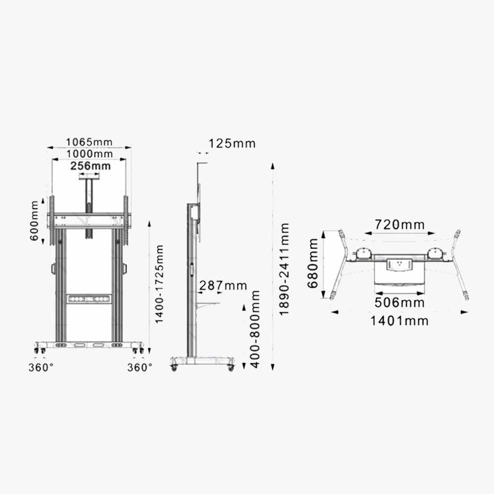 (AF100) 85-100 TV stand SPEEDSMOUNT touchscreen mount bracket height a
