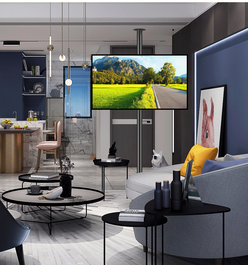 (H2950) LCD/LED TV 360 Degree Rotating Frame Floor Stand Partition Wal ...