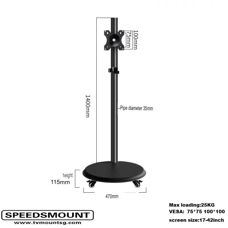 (XT500)10-43inch rotate TV monitor stand for smart screens speedsmount ...